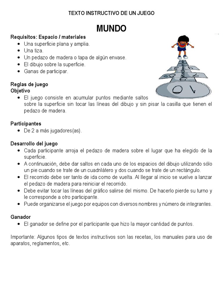 Texto Instructivo Del Juego - Mundo | PDF