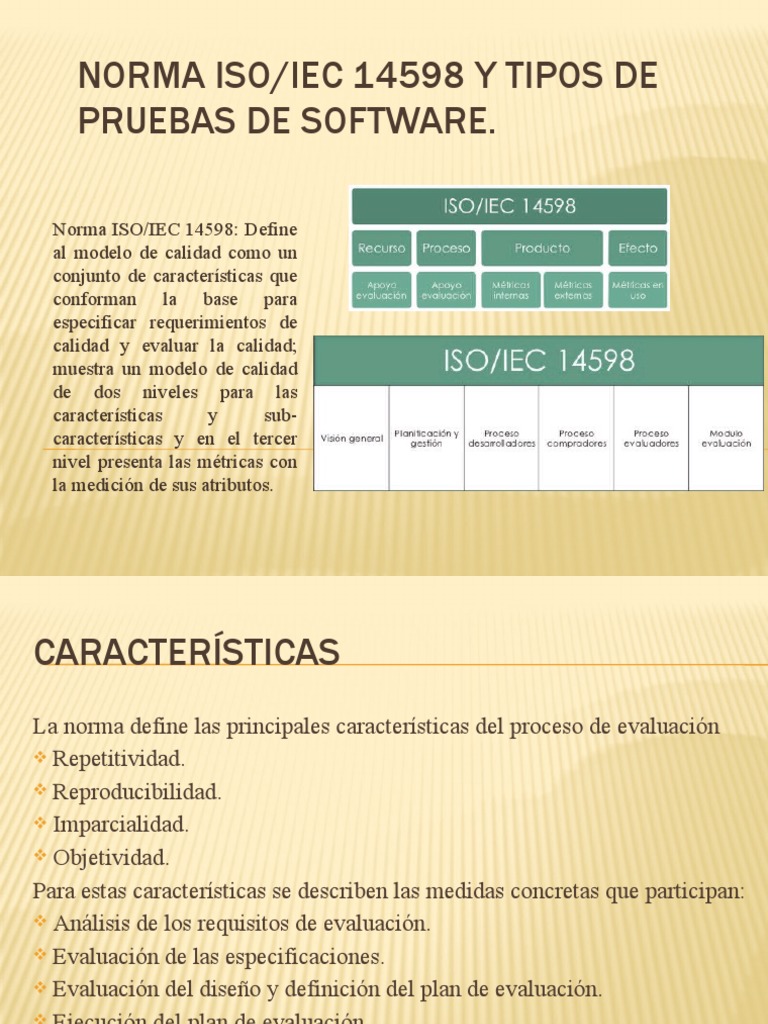 Norma ISO-IEC 14598 y Tipos de Pruebas de Software | PDF | Bases de ...
