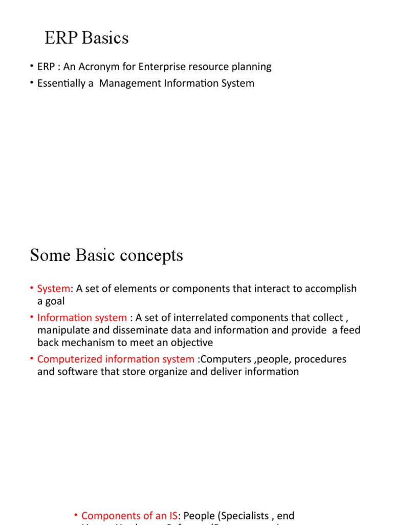 ERP Basics: - ERP: An Acronym For Enterprise Resource Planning ...