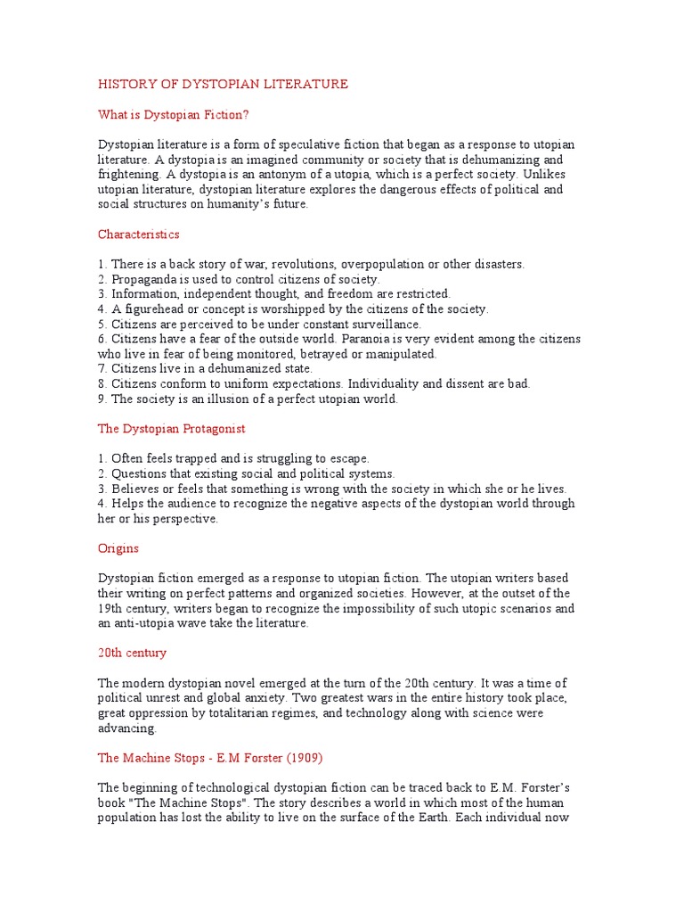 History of Dystopian Literature | PDF | Utopian And Dystopian Fiction ...