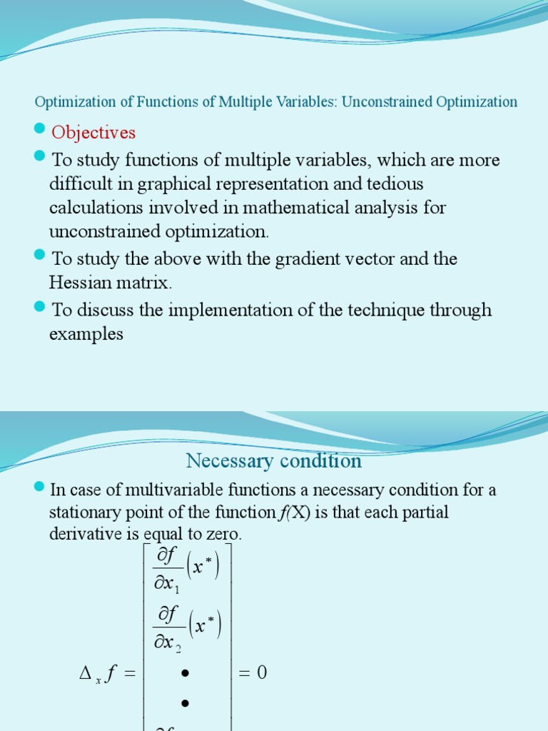 Lect 4 Unconstraint Optimization Pdf Maxima And Minima Mathematical Optimization