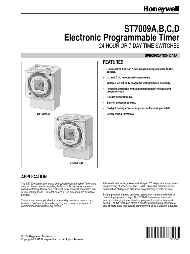 ST7009A, B, C, D Electronic Programmable Timer: 24-Hour or 7-Day Time ...