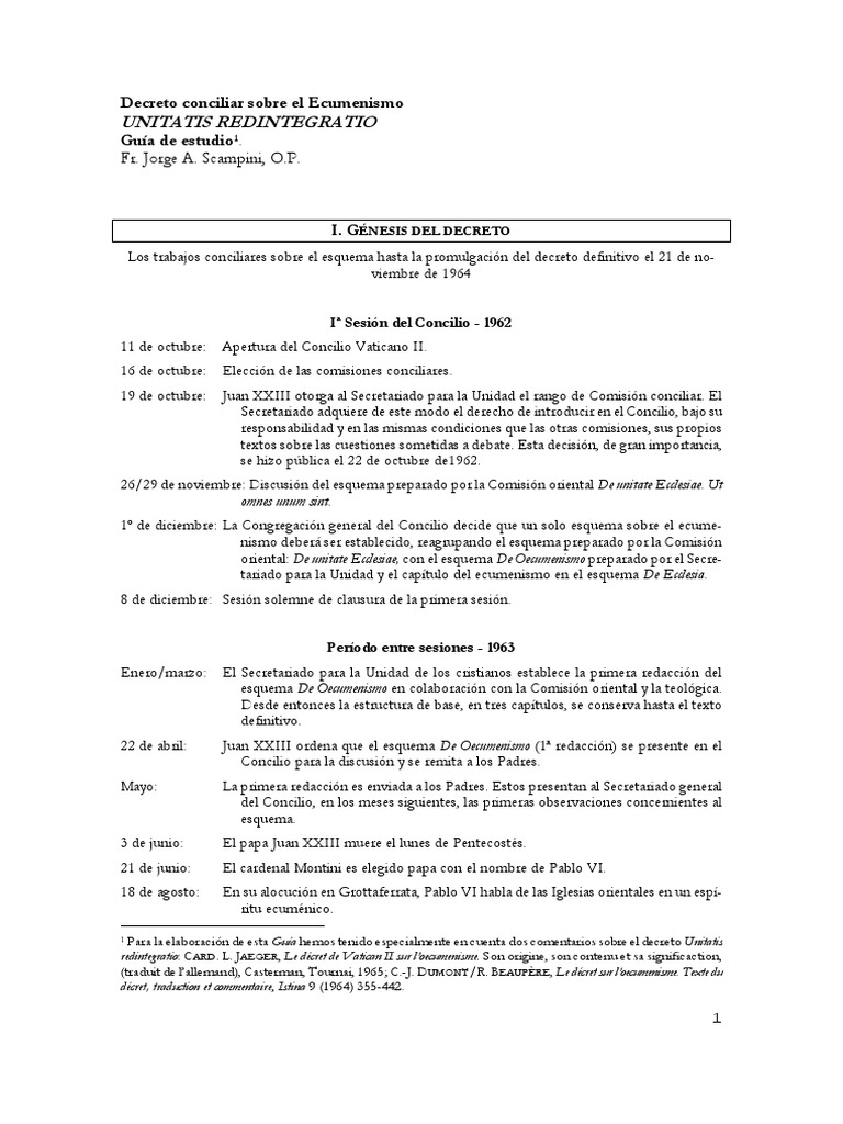 Unitatis Redintegratio - Guía | PDF | Concilio Vaticano II | Ecumenismo