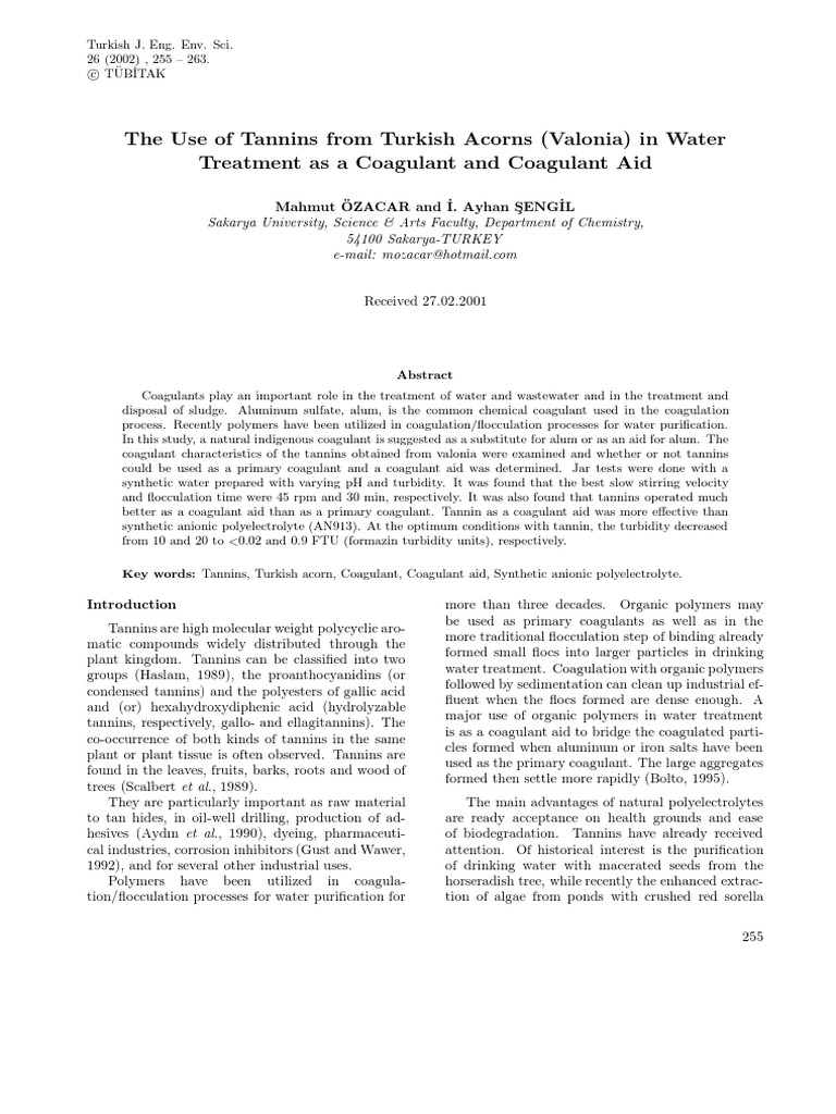 The Use of Tannins From Turkish Acorns (Valonia) in Water | PDF | Water ...