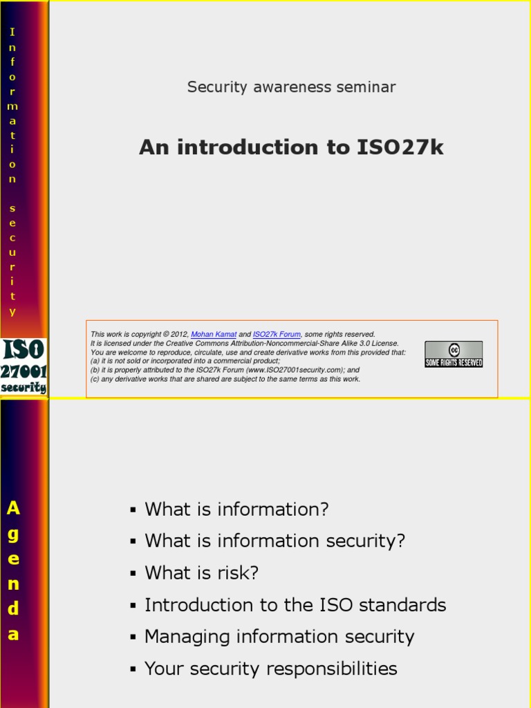 ISO27k Awareness Presentation v2 | PDF | Information Security ...
