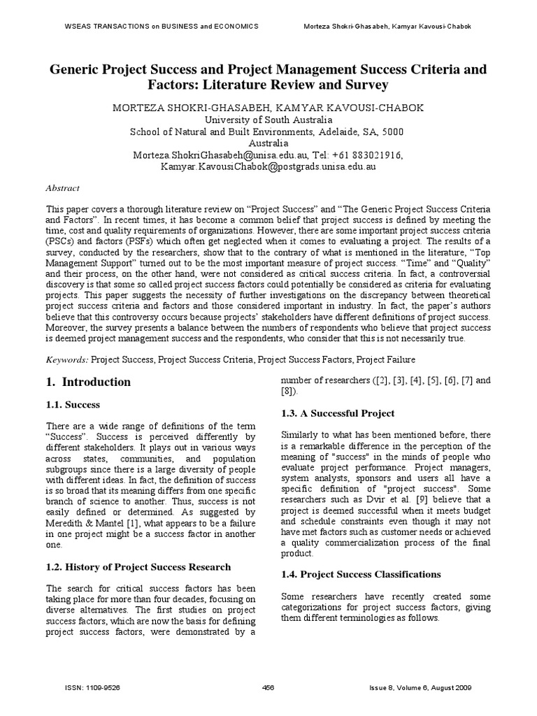 Project Success Criteria & Factors | PDF | Project Management | Survey ...