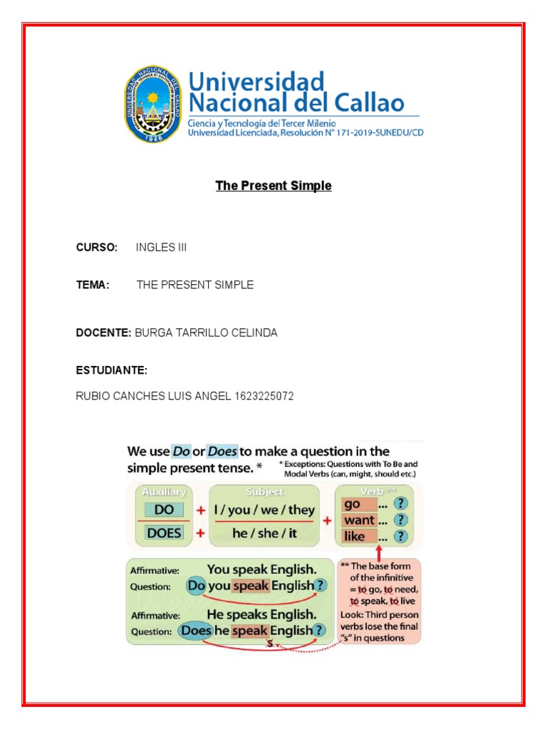 The Present Simple: Curso: Ingles Iii | PDF