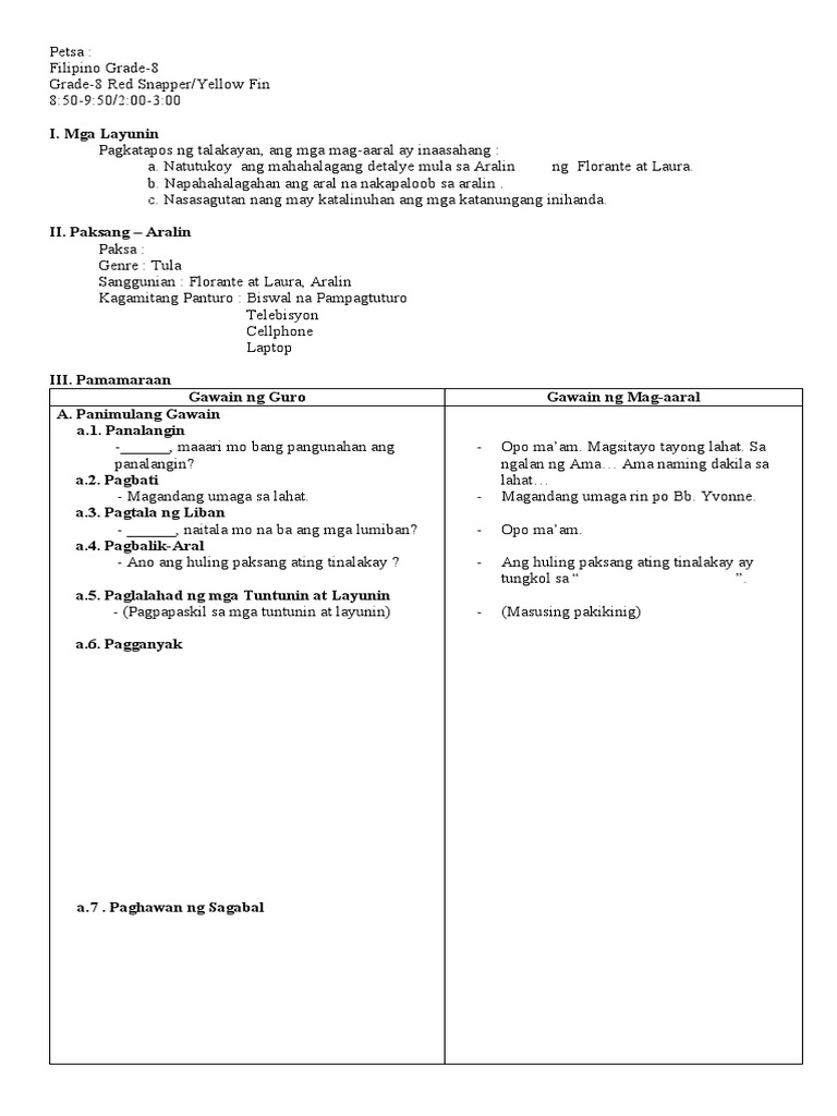 4TH Quarter Lesson Plan | PDF