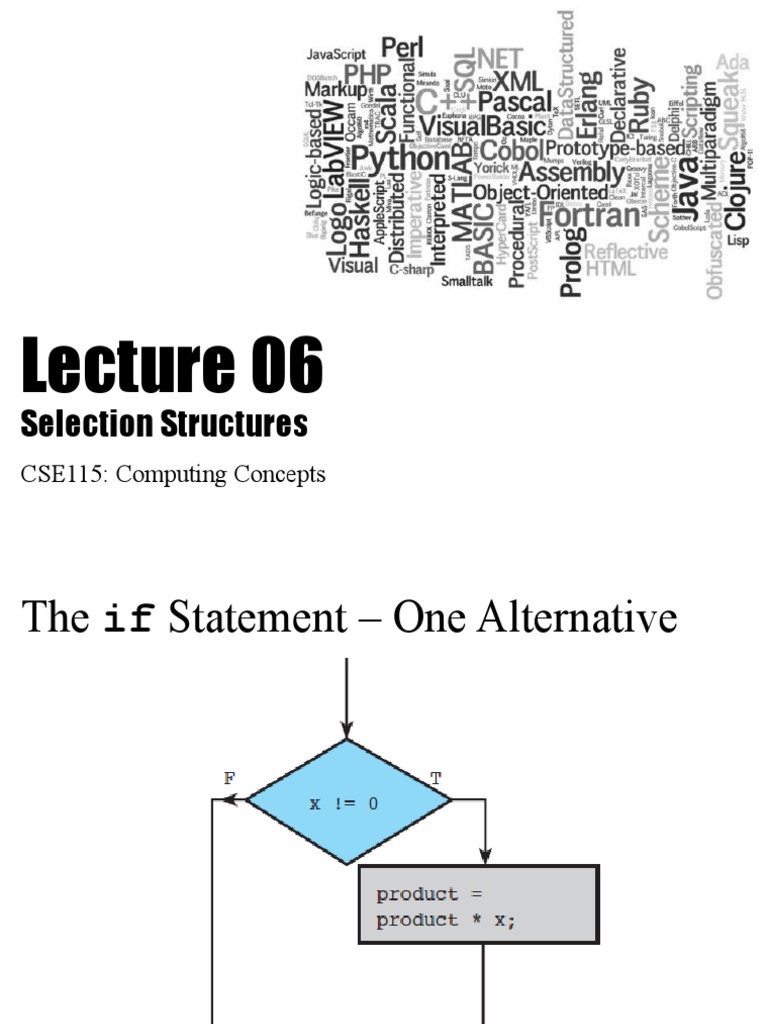 Selection Structures Cse115 Computing Concepts Pdf Boolean Data Type Computer Programming 9143