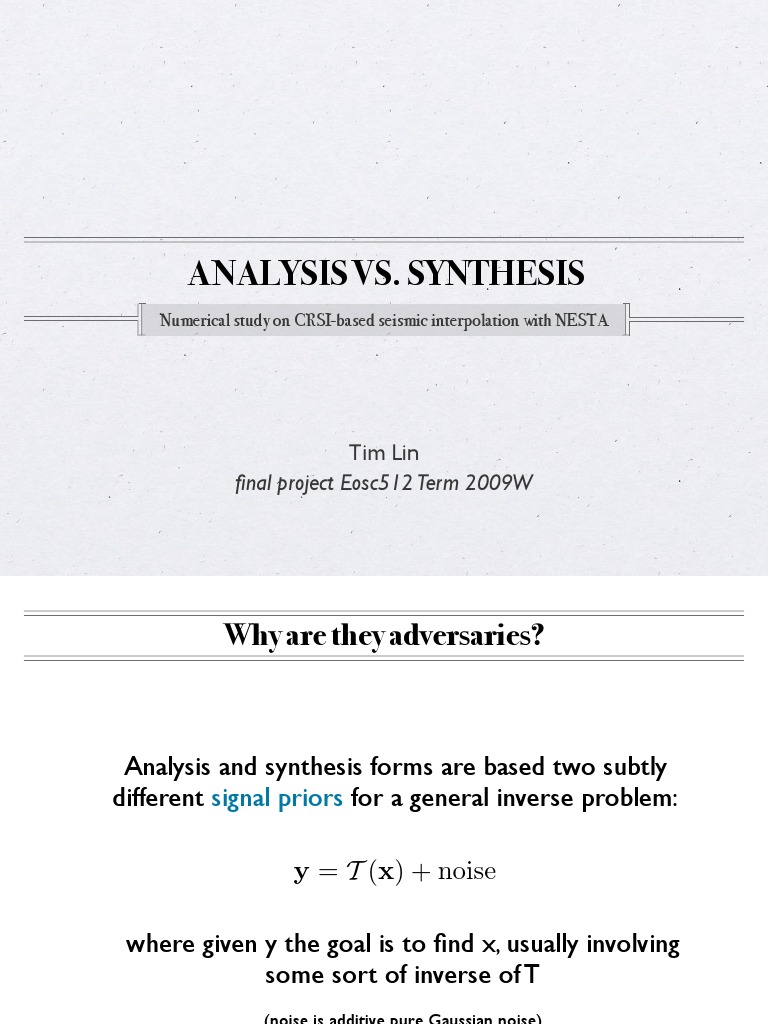Analysis vs. Synthesis: Final Project Eosc512 Term 2009W | PDF ...
