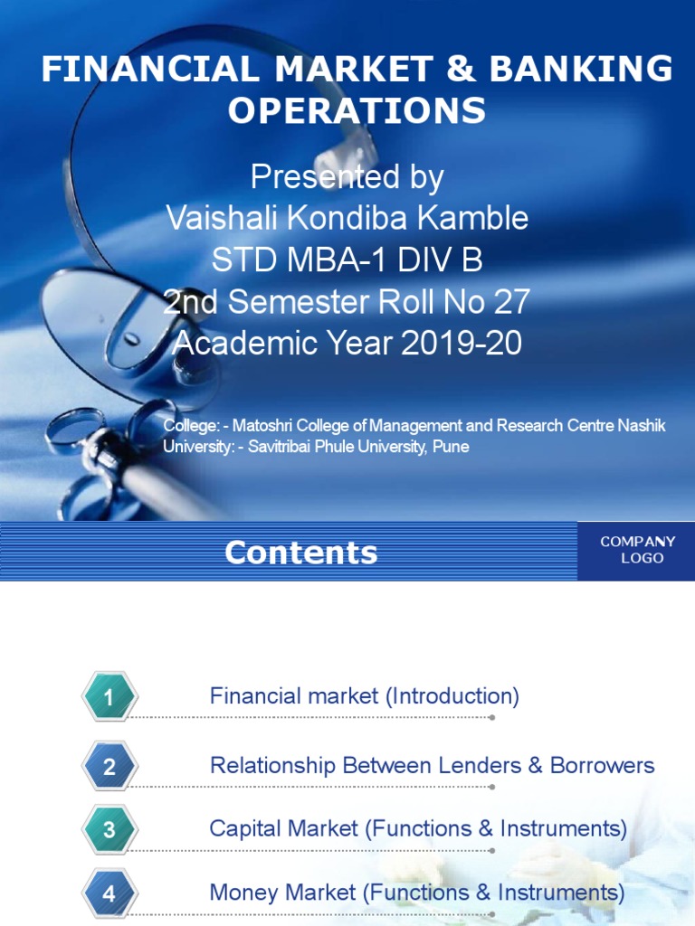 Financial Market & Banking Operations | PDF | Financial Markets ...