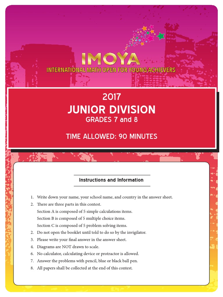 IMOYA 2017 Junior | PDF | Numbers | Triangle
