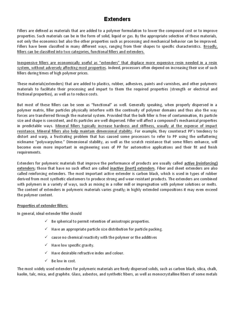 Extenders | PDF | Polymers | Nature