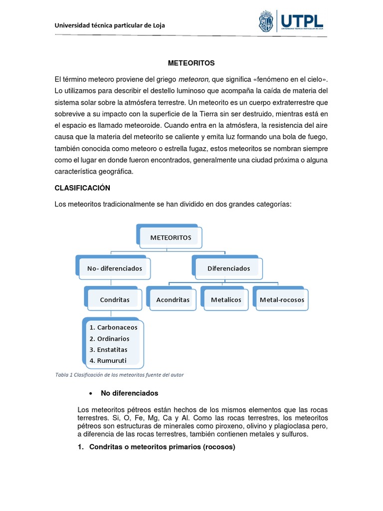 Clasificación de Meteoritos y Tipos | PDF | Meteorito | Núcleo planetario