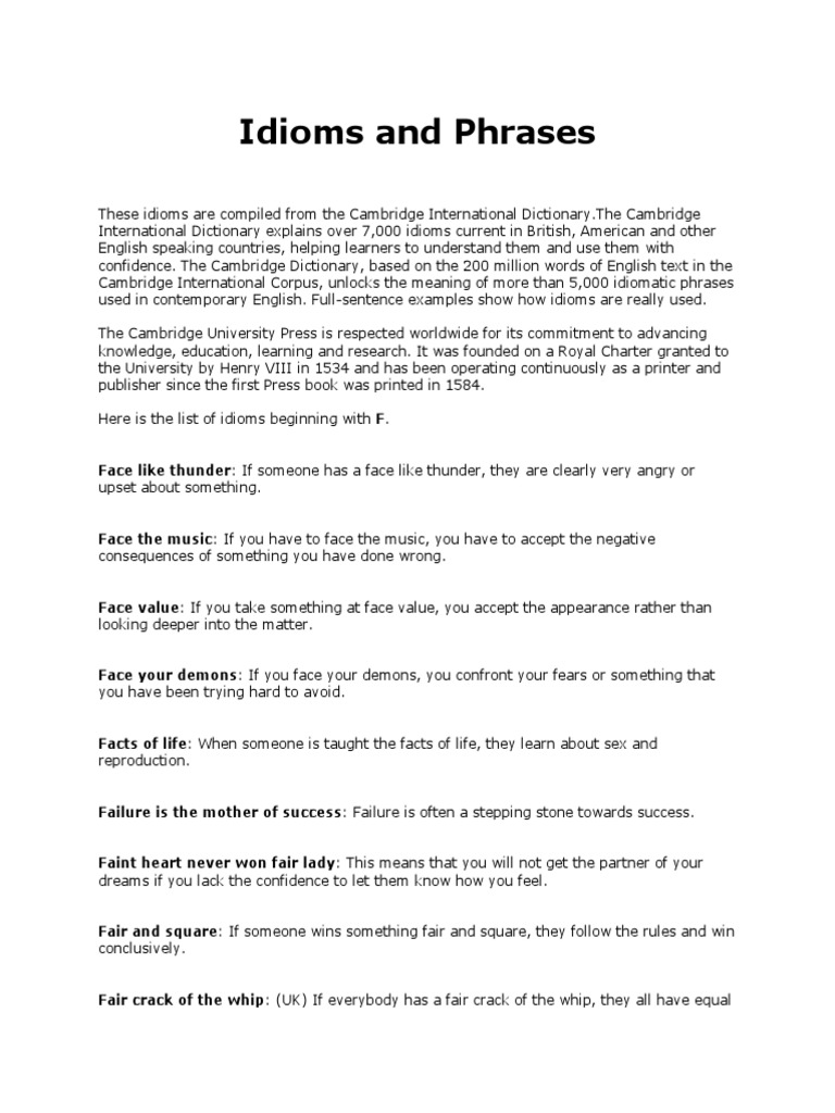 Idioms and Phrases | PDF