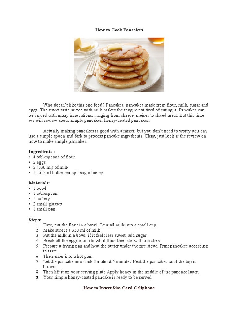 How To Cook Pancakes | PDF | Pancake | Cakes