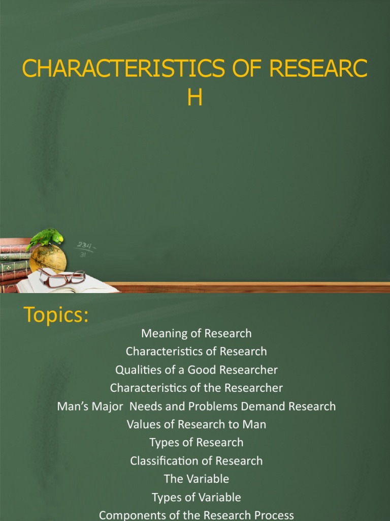 Characteristics of Research | PDF | Psychological Concepts | Methodology