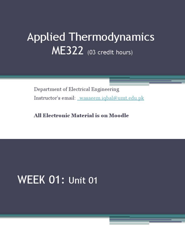 Applied Thermodynamics ME322: (03 Credit Hours) | Download Free PDF ...