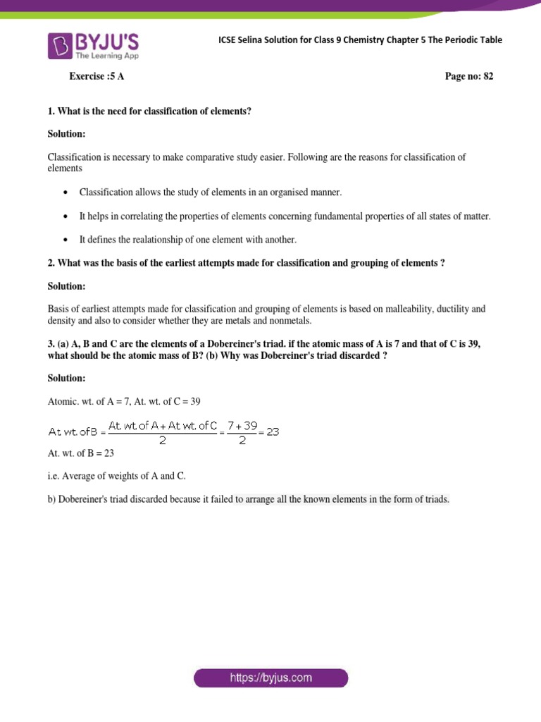 ICSE Selina Solution For Class 9 Chemistry Chapter 5 Exercise Questions ...