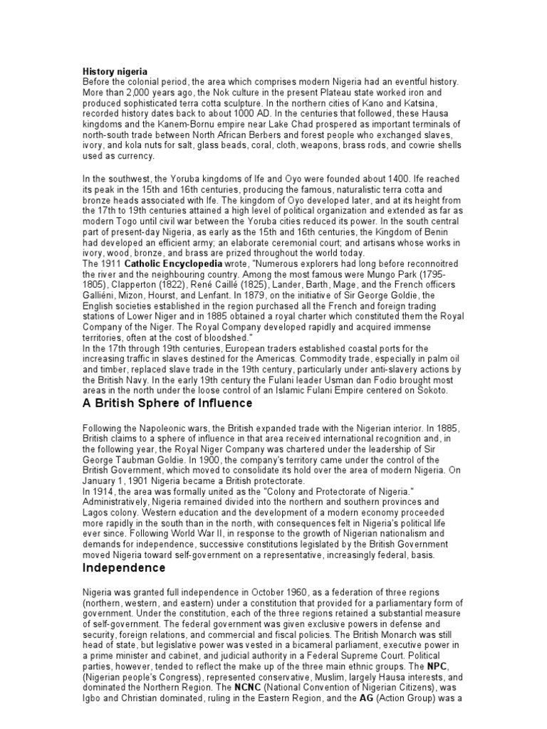 A British Sphere of Influence: History Nigeria | PDF | Social ...