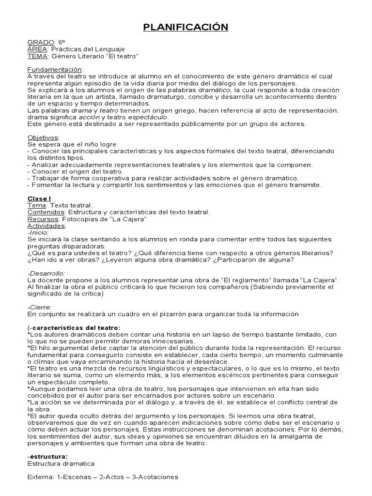 Planificación - Doc | PDF | Teatro | Las artes escénicas