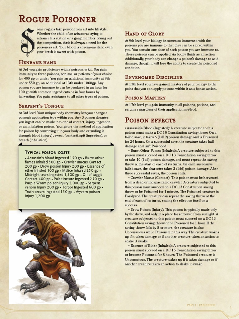 Rogue Poisoner: Poison Effects | PDF | Poison | Dose (Biochemistry)