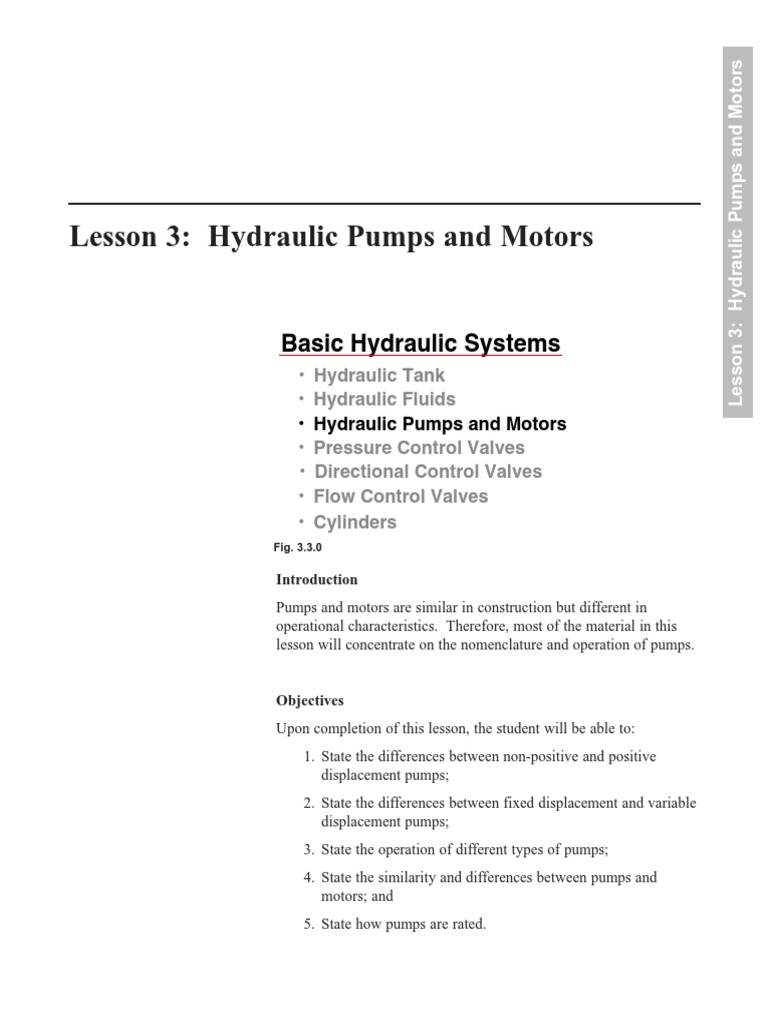 Lesson 3: Hydraulic Pumps and Motors | PDF | Pump | Gear