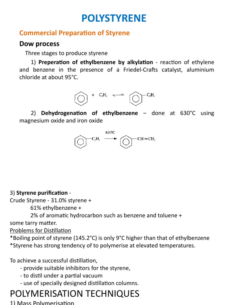 Polystyrene: Commercial Preparation of Styrene | PDF | Polystyrene ...
