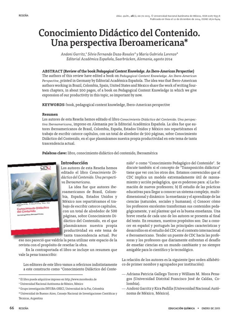 Conocimiento Didactico Del Contenido PDF | PDF | Maestros | Conocimiento
