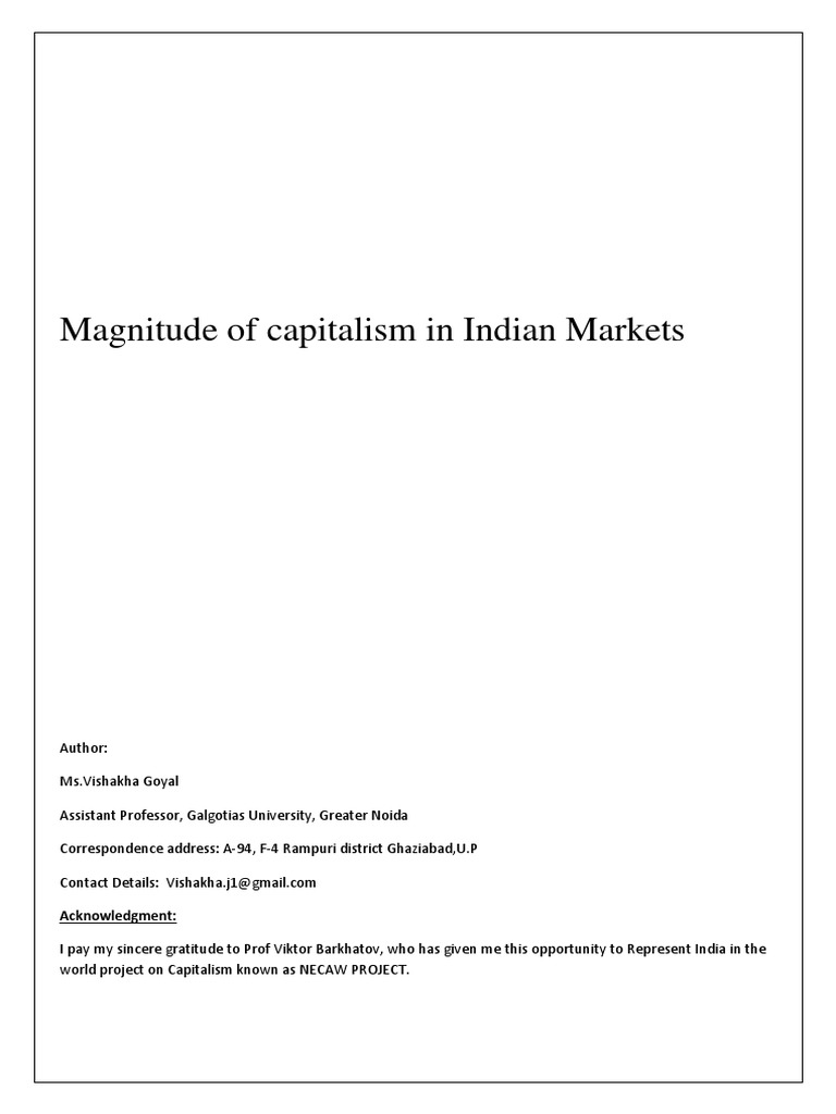 Capitalism's Evolution in Indian Markets | PDF | Economy Of India ...
