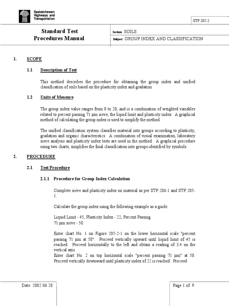 Standard Test Procedures Manual: 1. Scope 1.1 Description of Test | PDF ...