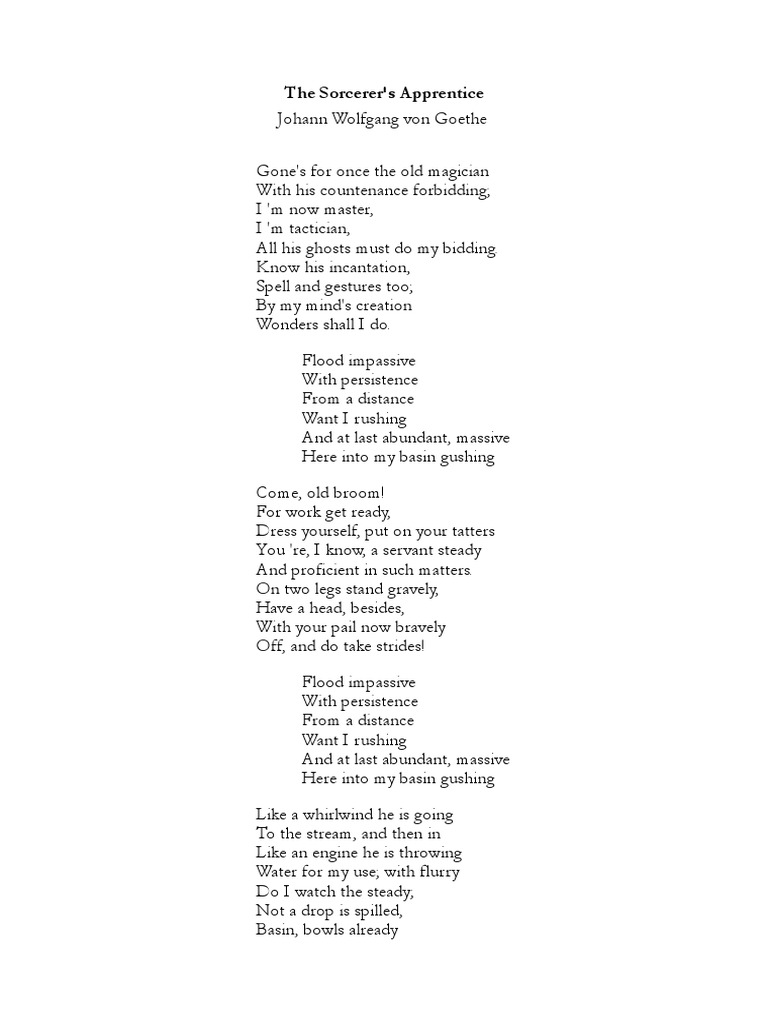 Goethe The Sorcerer's Apprentice | PDF