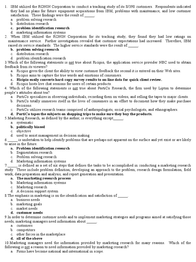 RM MCQ | PDF | Marketing Research | Marketing