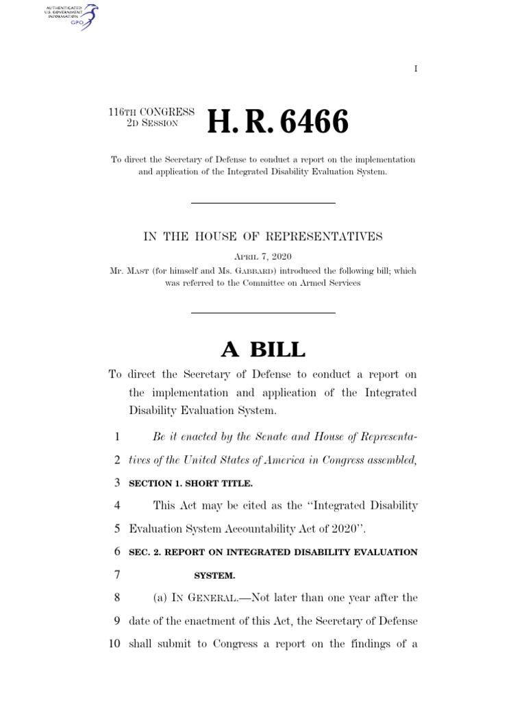 Integrated Disability Evaluation System Accountability Act | PDF ...