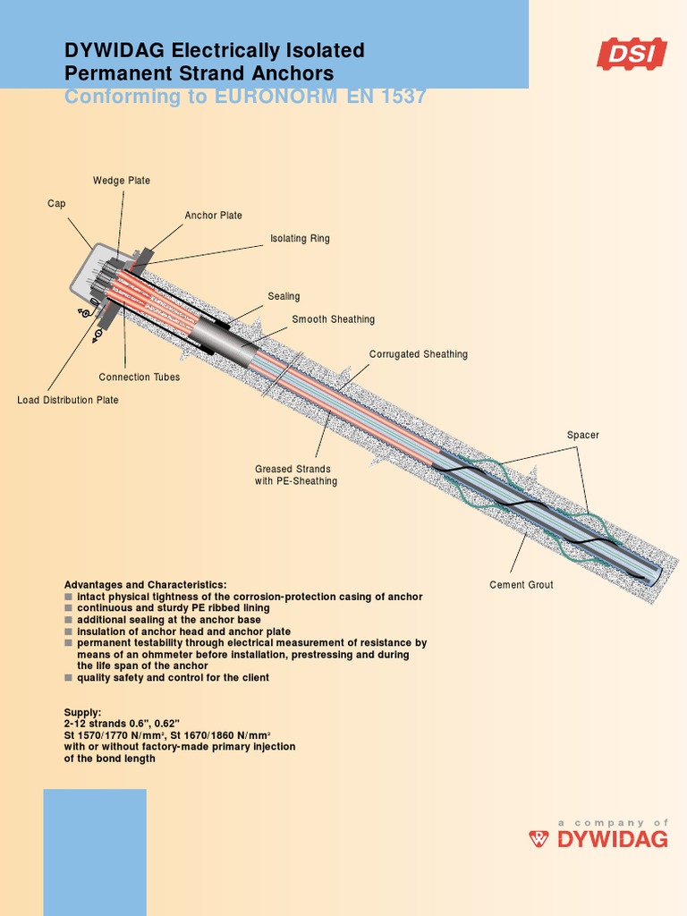 Conforming To EURONORM EN 1537: DYWIDAG Electrically Isolated Permanent ...
