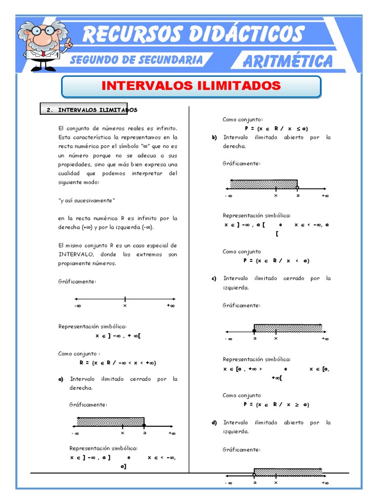 Intervalos Ilimitados para Segundo de Secundaria | PDF | Intervalo (Matemáticas) | Conjunto ...