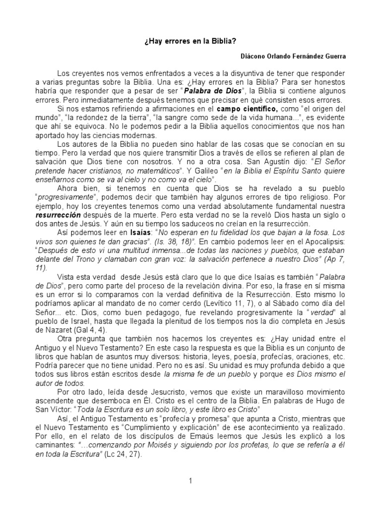 Errores en la Biblia: Una Reflexión | PDF | Biblia | Jesús
