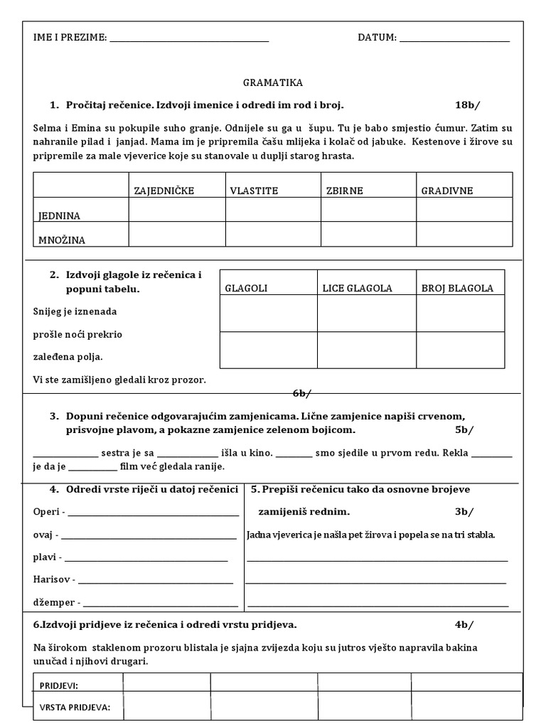 Gramatika - Vjezba | PDF