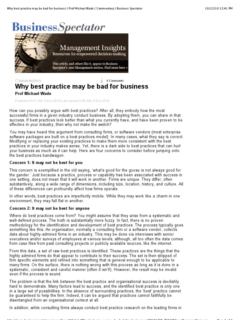 Why Best Practice May Be Bad For Business - Prof Michael Wade ...