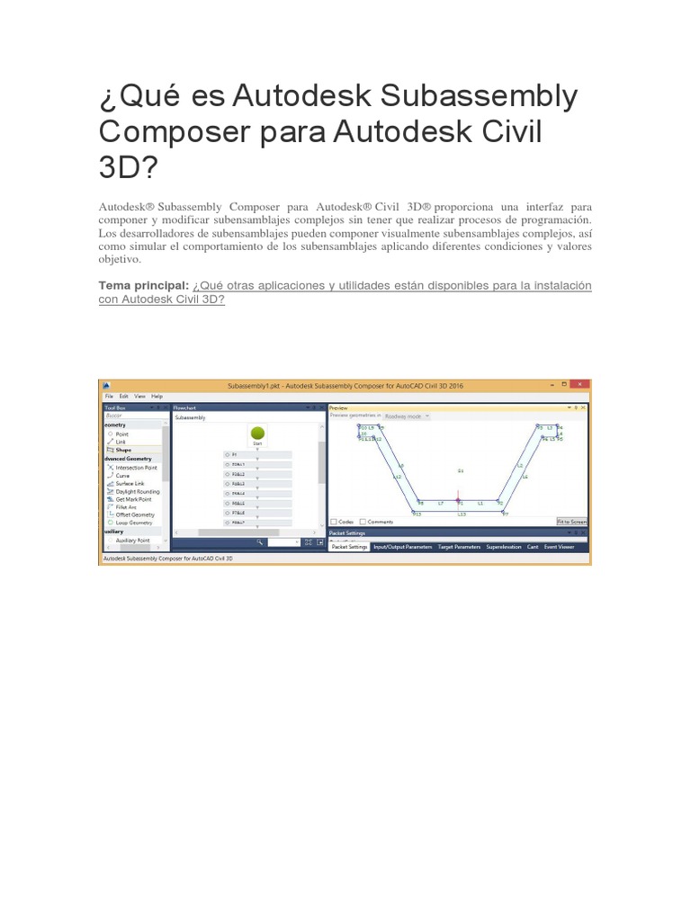 Qué Es Autodesk Subassembly Composer para Autodesk Civil 3D | PDF