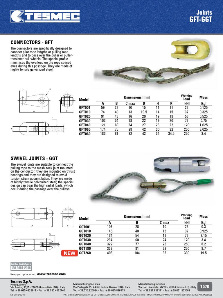Tesmec Connector Catalog 2015/2016 | PDF | Rope | Tension (Physics)