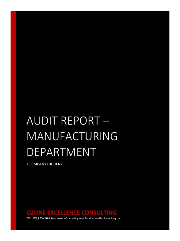 Audit Report - Manufacturing Department: Ozone Excellence Consulting ...