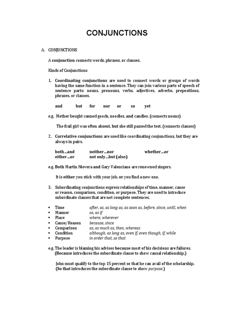 Conjunctions: and But For Nor or So Yet | PDF | Clause | Semantic Units