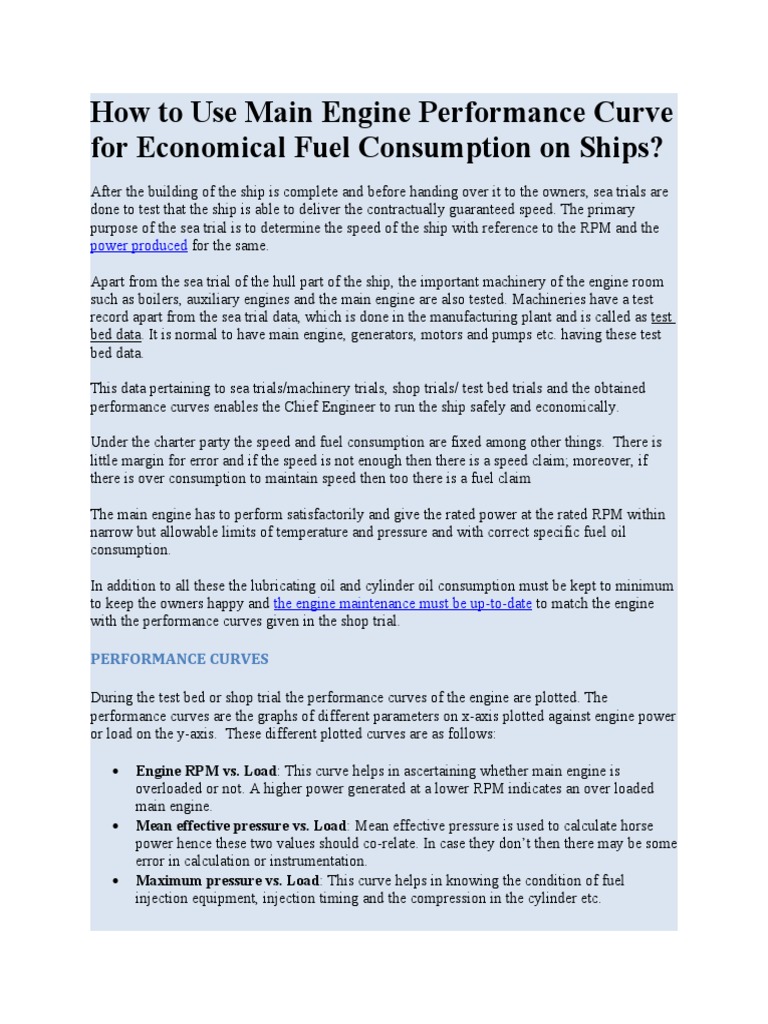 How To Use Main Engine Performance Curve For Economical Fuel ...