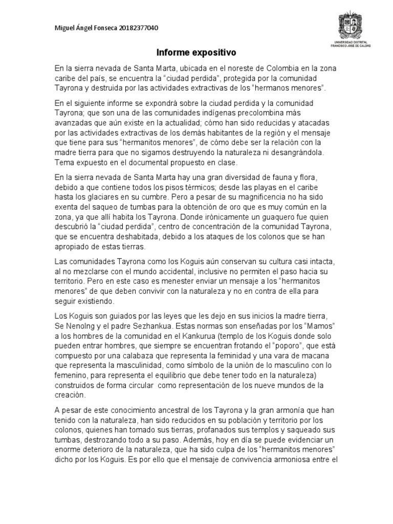 Informe Expositivo | PDF | Naturaleza