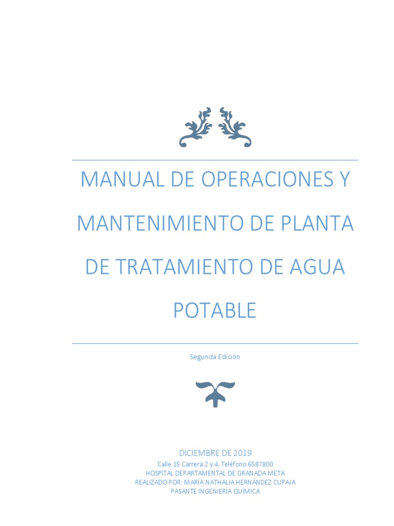 Manual de Operaciones y Mantenimiento de Planta de Tratamiento de Agua Potable Final PDF | PDF ...