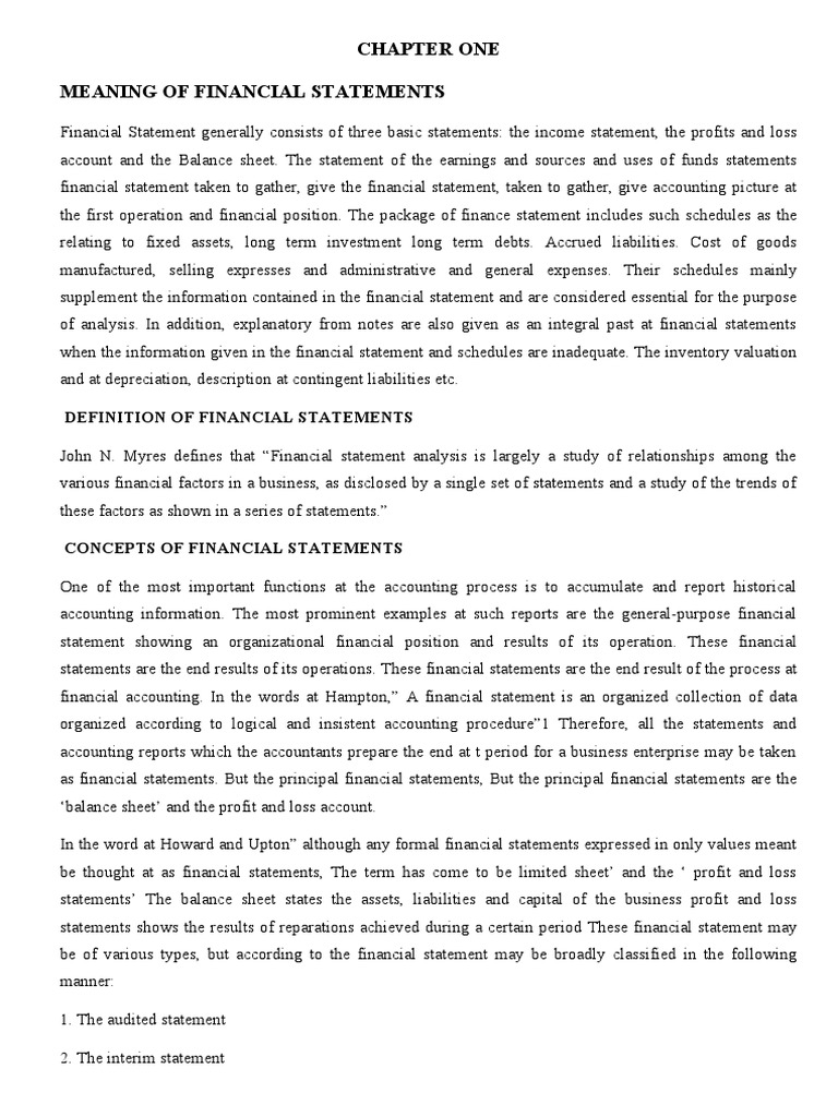 Meaning of Financial Statements | PDF | Financial Statement | Financial ...