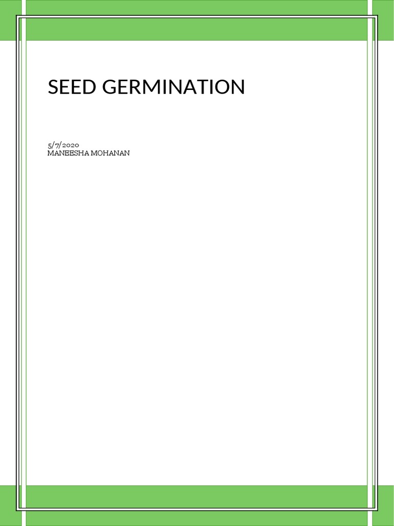 SEED GERMINATION - Report | PDF | Seed | Germination
