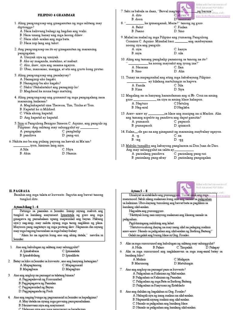 Filipino Grammar Reviewer 1 | PDF