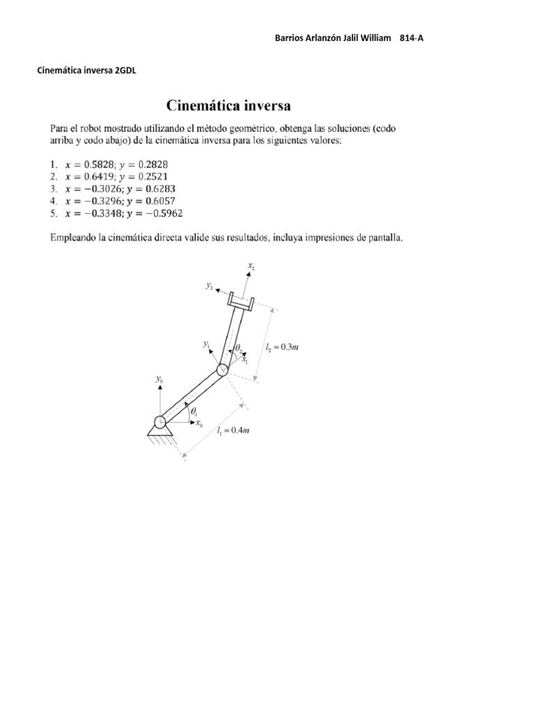 Cinemática Inversa 2GDL | PDF | Matemáticas Aplicadas | Mecánica
